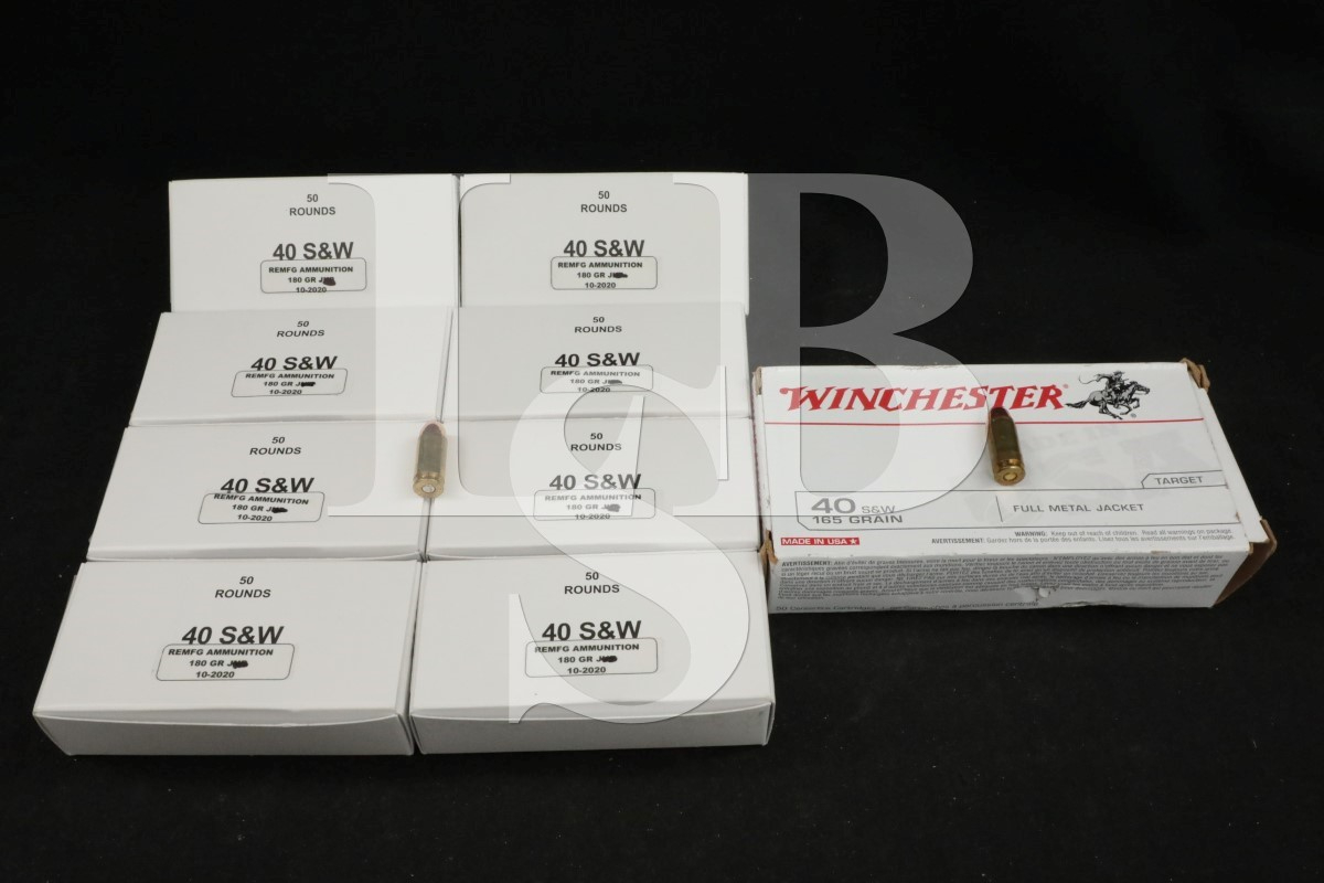 447x .40 S&W Ammunition Miwall 180 Grain Fmj & Win. 165 Grain Fmj ...