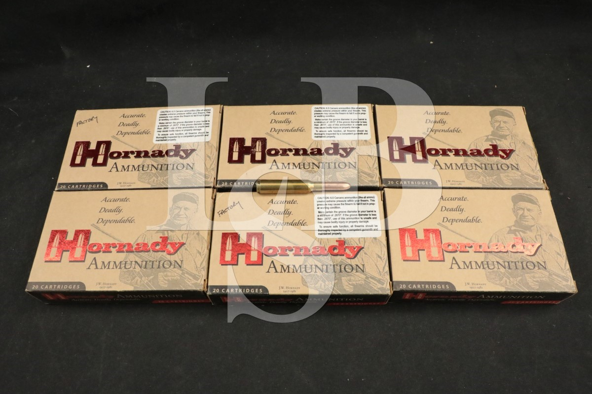 120x 6.5x52mm Carcano Ammunition Hornady Custom 160 Grain Rn Sp Bullets ...