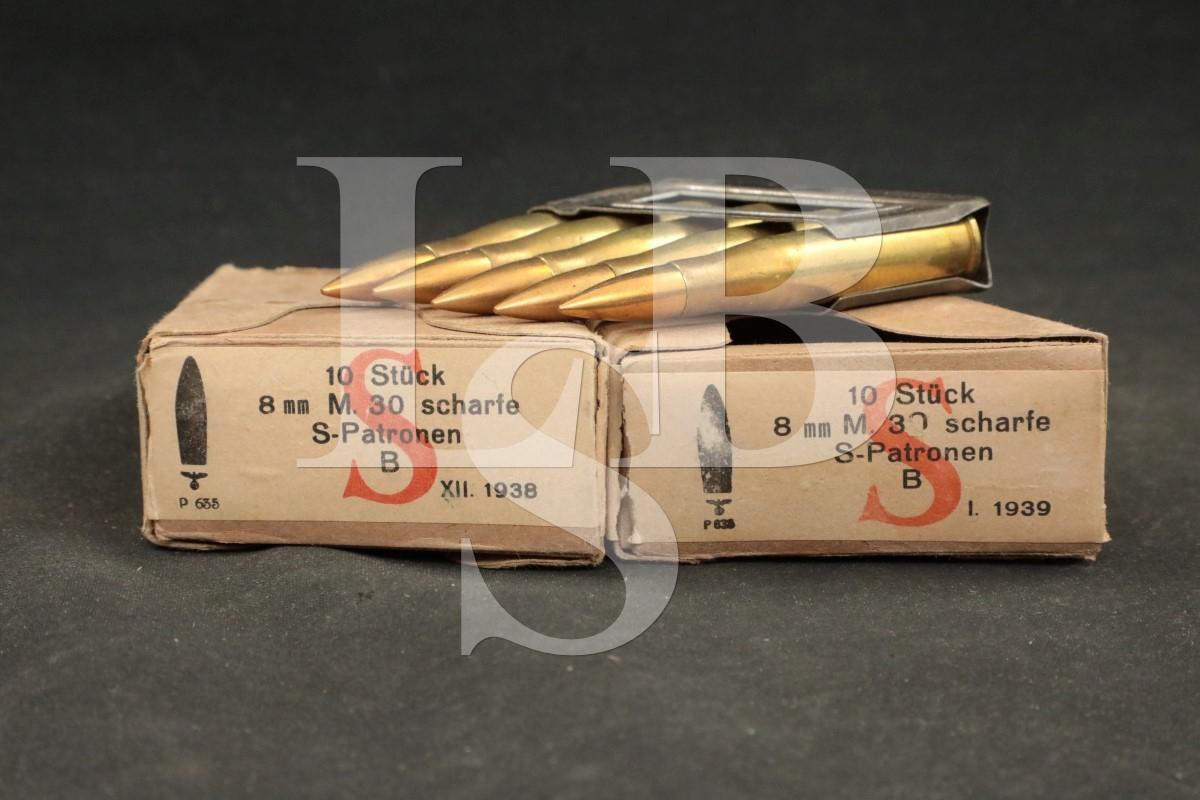 20x 8x56mmr Ammunition Austrian 1938 & 1939 On Clips With War Bird Logo ...