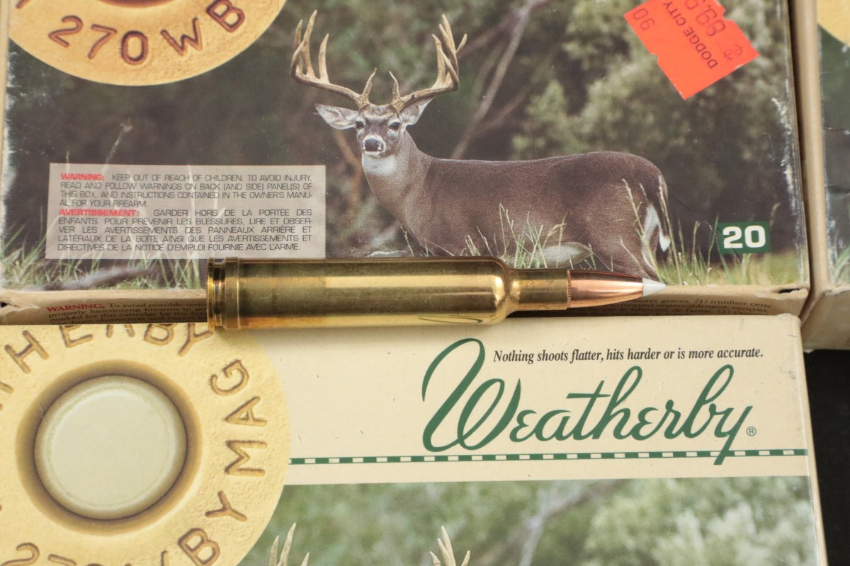 125x .270 Wby. Mag. Ammunition Weatherby 130-140 Grain JHP, JSP, Poly ...