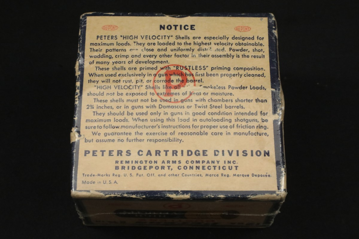 Peters 25x 12 Gauge Vintage Ammunition Rustless High Velocity In ...