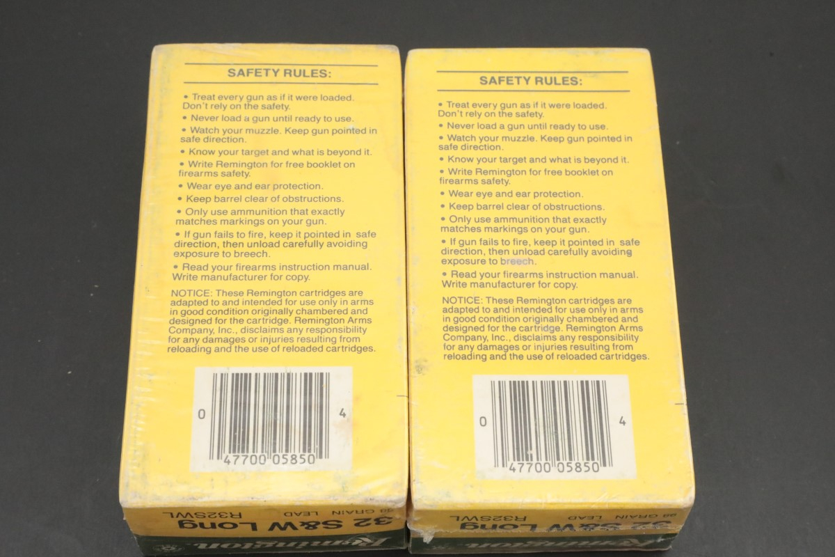 Remington 100x .32 S&W Long Vintage Ammunition 98 Grain Lead Rn 2x ...