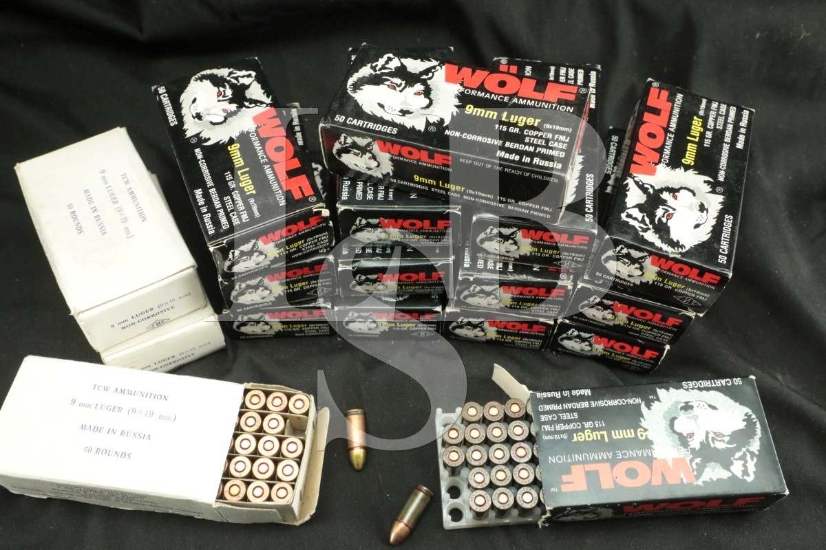 Russian 848x 9mm Luger Ammunition Wolf & Tula 115 Grain FMJ Non ...