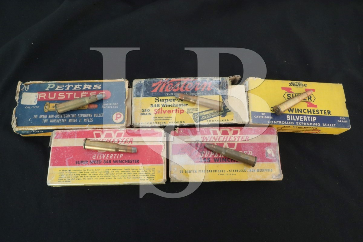Winchester 89x .348 Win. Vintage Ammunition Peters, Win, Western 150 ...