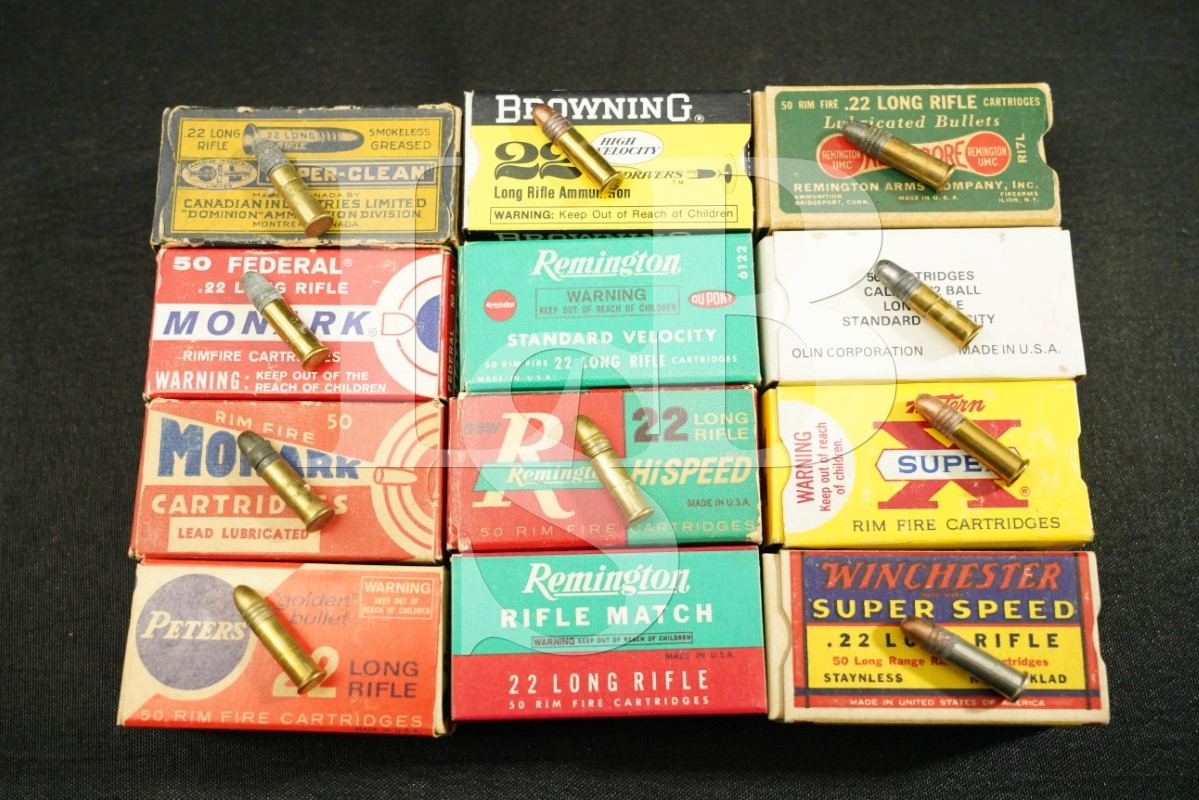 Collectors Lot 579x .22 Long Rifle Vintage Ammunition Rem, Win, Fed ...