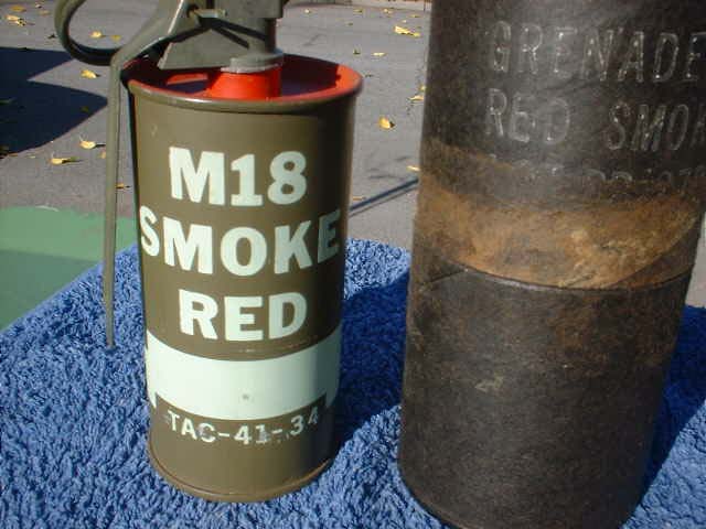 M18 Red Smoke Grenade With Container For Sale at GunAuction.com - 3577770