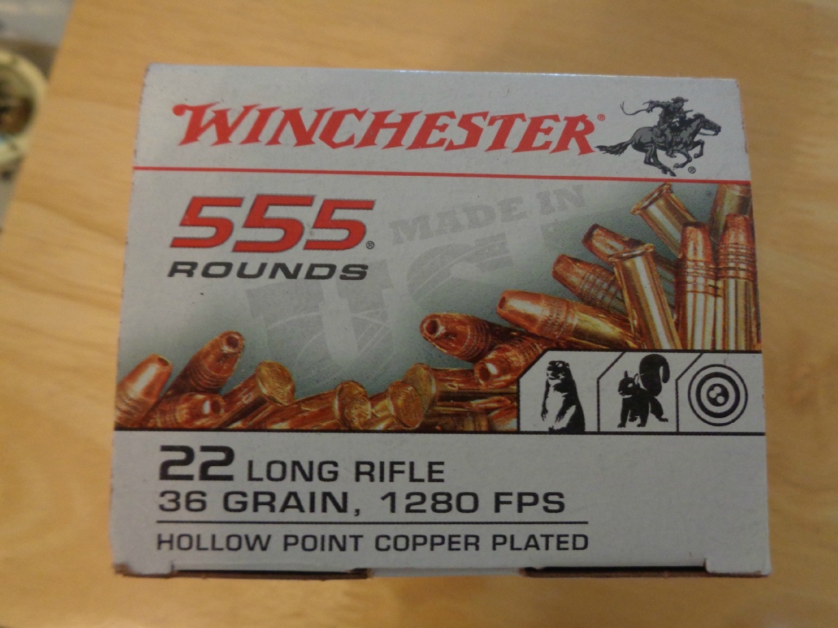 Winchester .22 Long Rifle (LR) 36gr Copper Plated Lead Hollow Point 555 ...