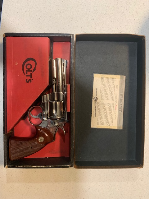 Colt Python, Nickel Plated, 4 Inch Barrell, Box And Original Paperwork ...