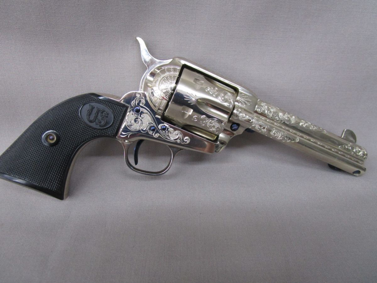 Usfa Saa 45 Single Action Nickel Nitre Blue Screws Engraved 4 3/4 ...