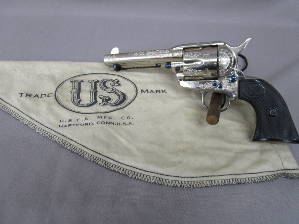 Usfa Saa 45 Single Action Nickel Nitre Blue Screws Engraved 4 3/4 ...