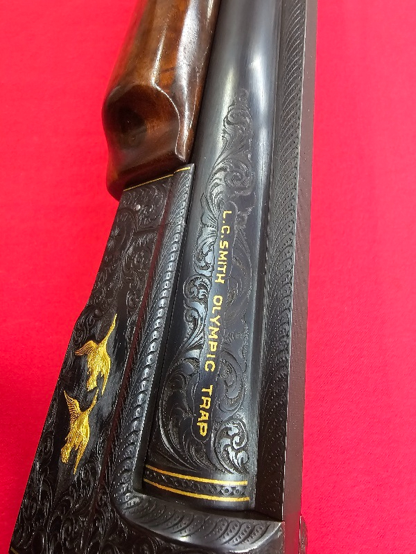 L. C. Smith Olympic First Trap Shotgun 12 Gauge Custom Engraved by F. E ...