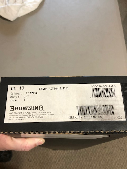 Browning Nib Bl-17 .17 Mach-2 Lever Action Grade Ii .17 Mach 2 For Sale ...
