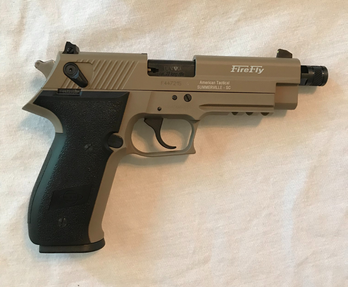 GSG FIREFLY .22LR 4.9” BARREL FLAT DARK EARTH PISTOL WITH THREADED BARREL