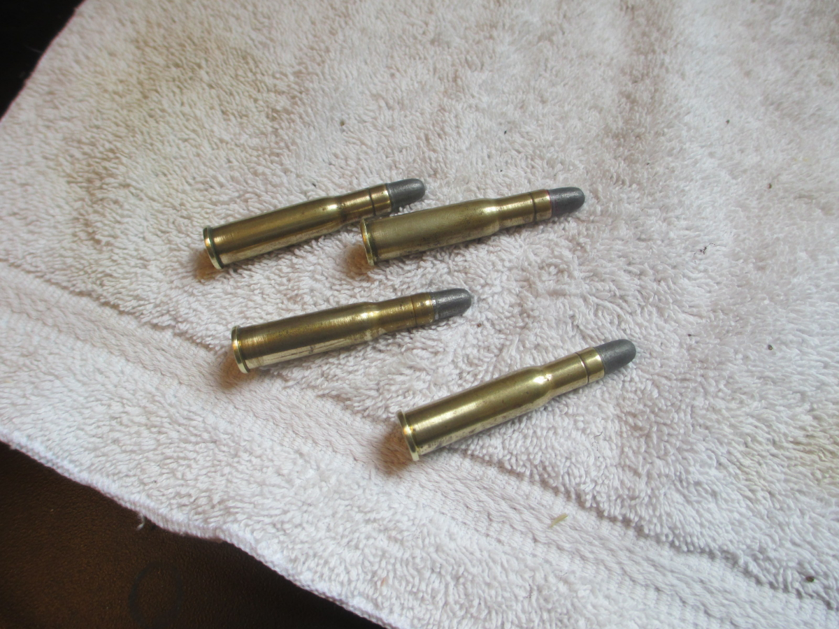 LOT OF 4 ROUNDS - 303 SAVAGE "MINI" CARTRIDGES WITH AN UNUSUAL/SCARCE ...