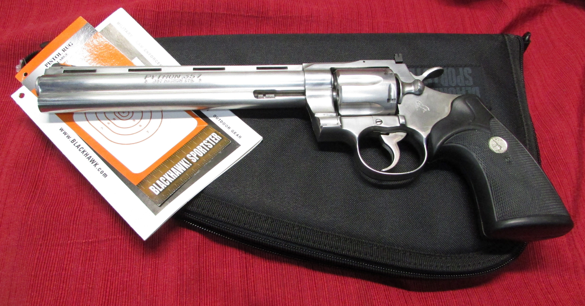 Colt Python Stainless Steel 8" Barrel W/Soft Case .357 Magnum For Sale ...