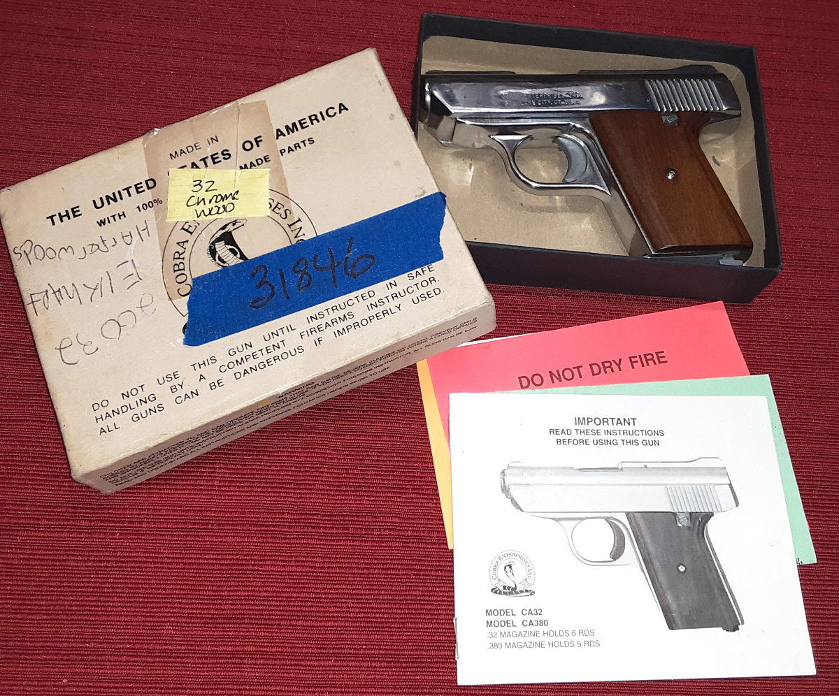 Cobra Model Ca32 Chrome Wood 6-Shot Pistol - Test-Fired & Working - As ...