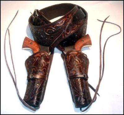 COWBOY DOUBLE DROP BUSCADERO .45 BELT/HOLSTERS RIG