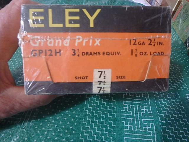 12 Ga Eley Grand Prix Full Box Orange Paper Shells 7-1/2 Shot Neat Box ...