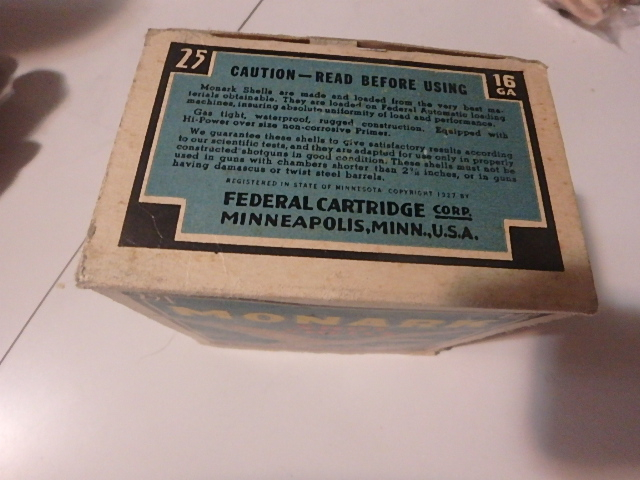 Nice Full 16 Ga Federal Monark Low Brass Box No 6 Shot Duck Box 16 Ga ...