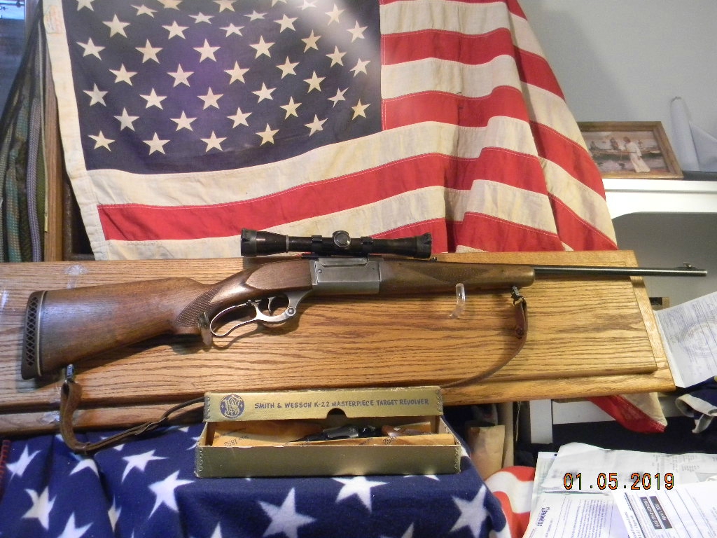 Savage 99 circa 1951 Pachmayr flip over mount, Leupold scope