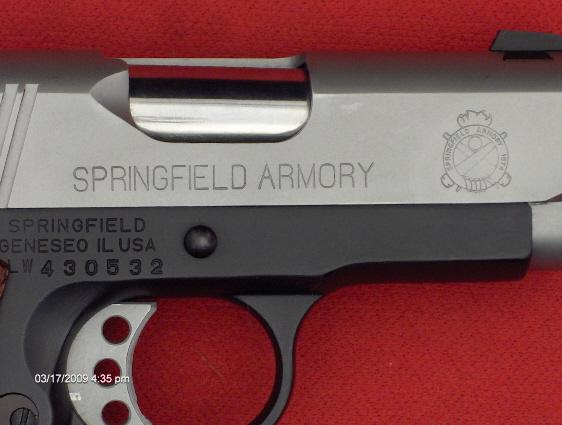 Springfield Armory Lw Bi -Tone 1911 Micro Compact Px9801l .45 Pistol W ...