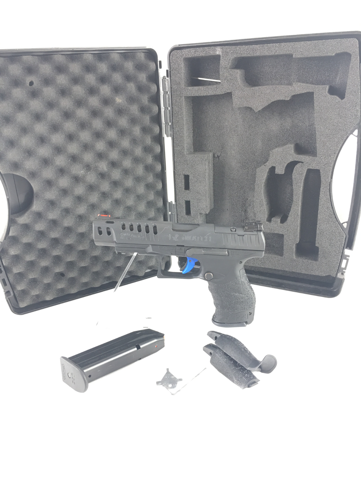 Walther Ppq Q5 Match Tenifer Finish Blue Trigger 5 " Barrel Grip Kit 2 ...