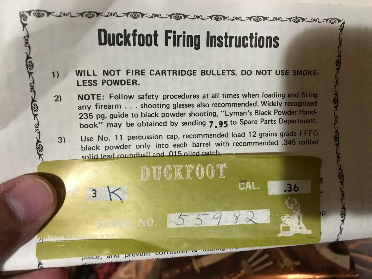 Classic Arms Duckfoot Kit .36 Cal .36 Caliber Ball For Sale at ...