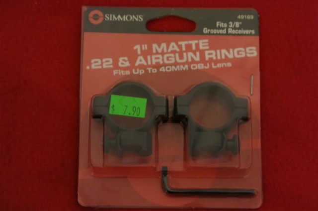 Simmons Scope Mounts 1" Matte .22 Rifles & Airguns Rings Fits 3/8 ...