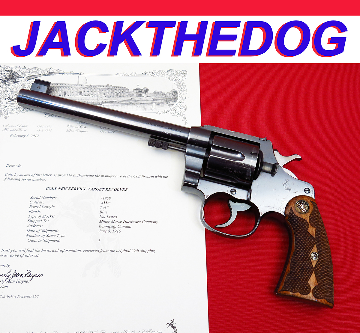Colt New Service Target .455 Eley...Shipped To Canada During Wwi ...