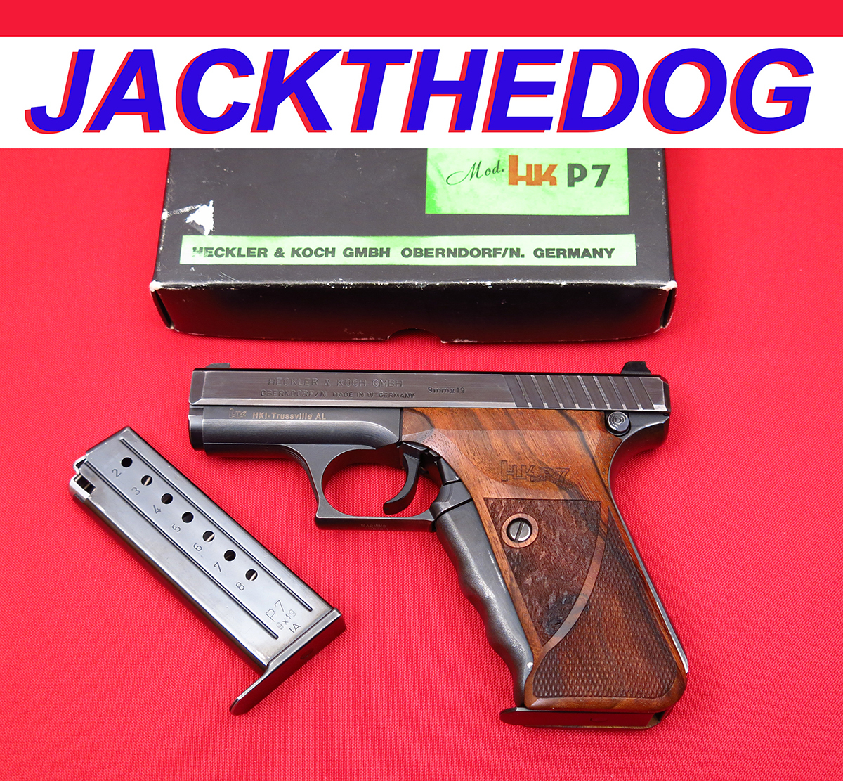 Heckler & Koch Hk P7 "Squeeze Cocker" W/ Wood Grips, 2 Mags...German ...