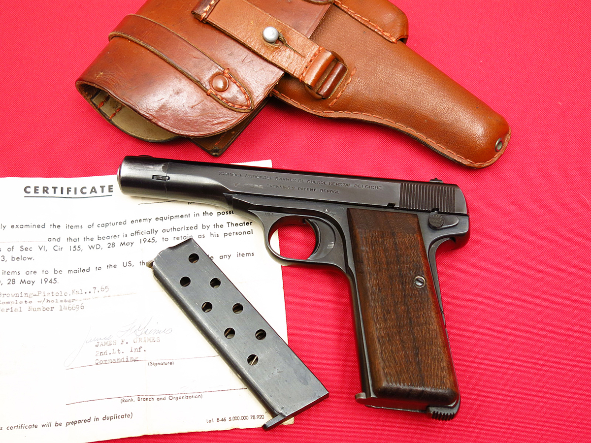 Fn Browning Model 1922 Wwii Nazi Luftwaffe Rig...Kreighoff Drop Holster & Capture Papers...C&R ...