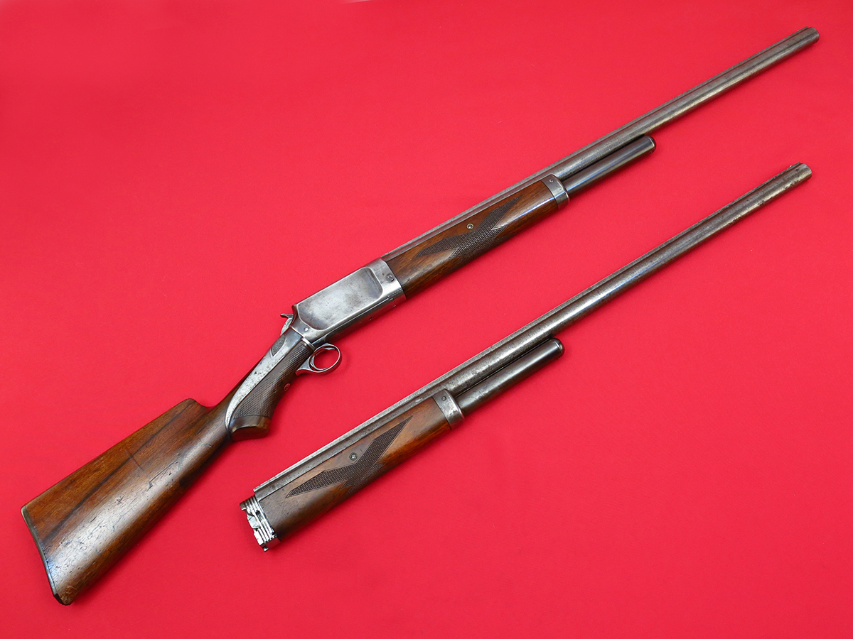 Burgess Gun Co "Grip Pump" Shotgun...Super With Two Solid Rib Barrels ...