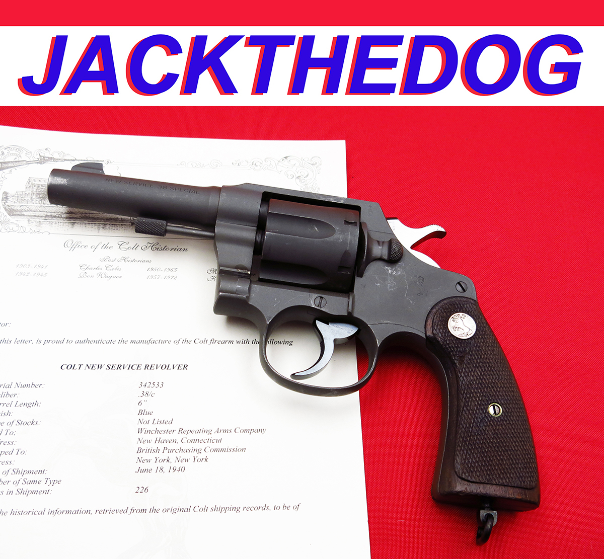 COLT ~ NEW SERVICE WW2 BATTLE OF BRITAIN REVOLVER W/ FACTORY LETTER ...