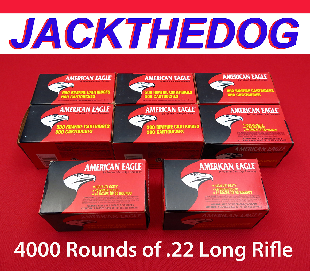 Federal Cartridge Corporation 8 Bricks (4000 Rounds) American Eagle .22 ...