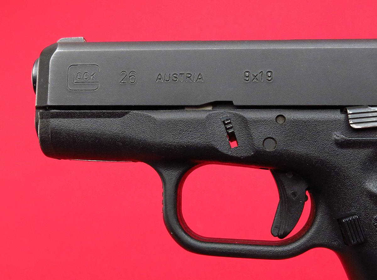 Glock G26 9mm Sub-Compact...Custom Smooth Grip Strap/Round Guard...Early Production, Mfd 1996 ...