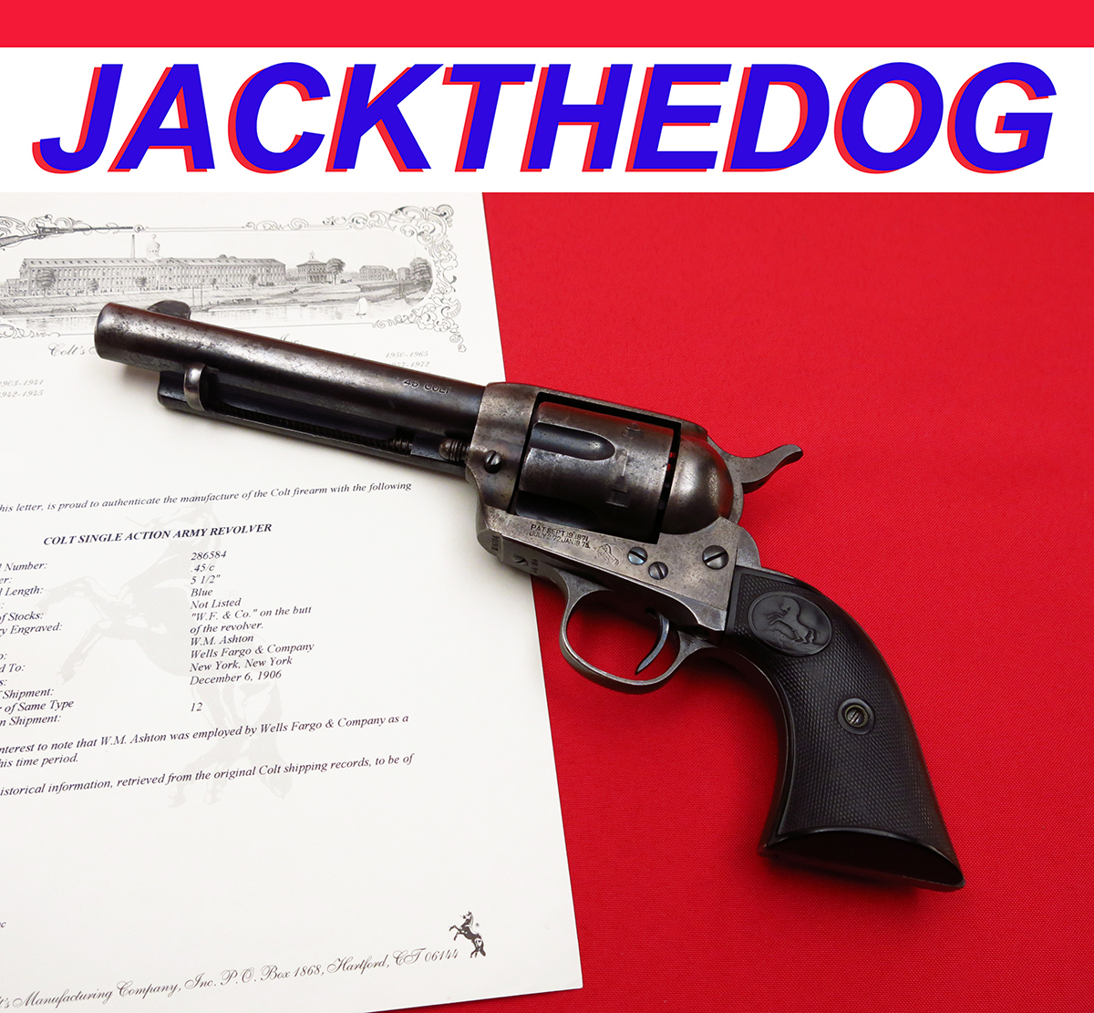 Colt Single Action Army Saa .45...Wells Fargo/W.F.& Co Marked ...