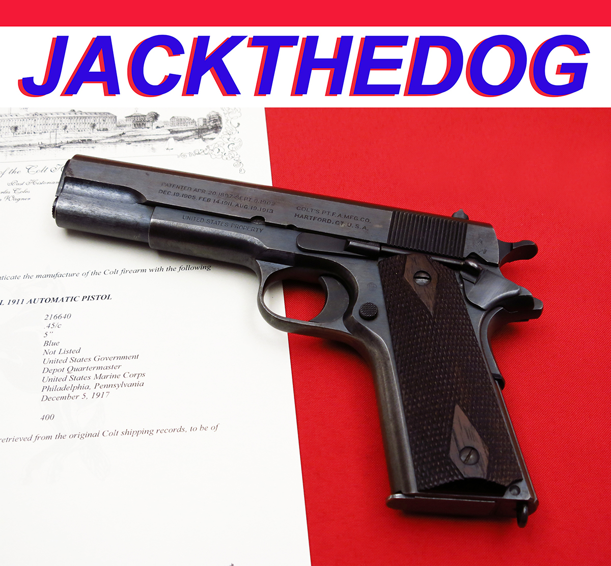 Colt 1911 Usmc .45 Auto... Marine Corps Ww1 Issued...Original Finish W ...