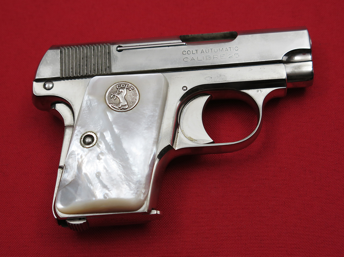 Colt MODEL 1908 .25 VEST POCKET... NICKEL & PEARL W/ ORIGINAL BOX ...