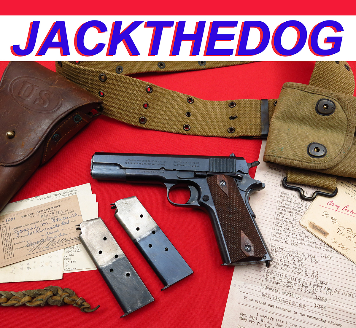 Colt 1911 U.S. Army...100 Original/Excellent, Purchased By Tank Corps ...