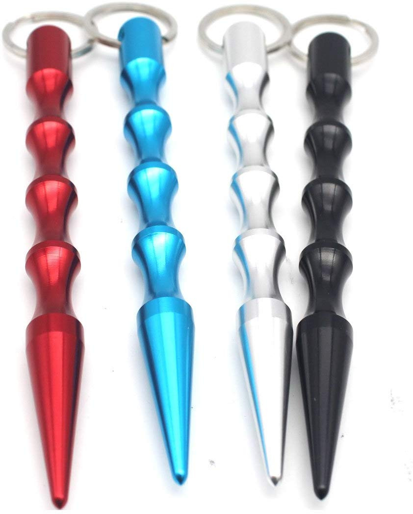 Kubaton Keychain Aluminum Tactical Kubotan Keyring (Black,Silver,Red ...