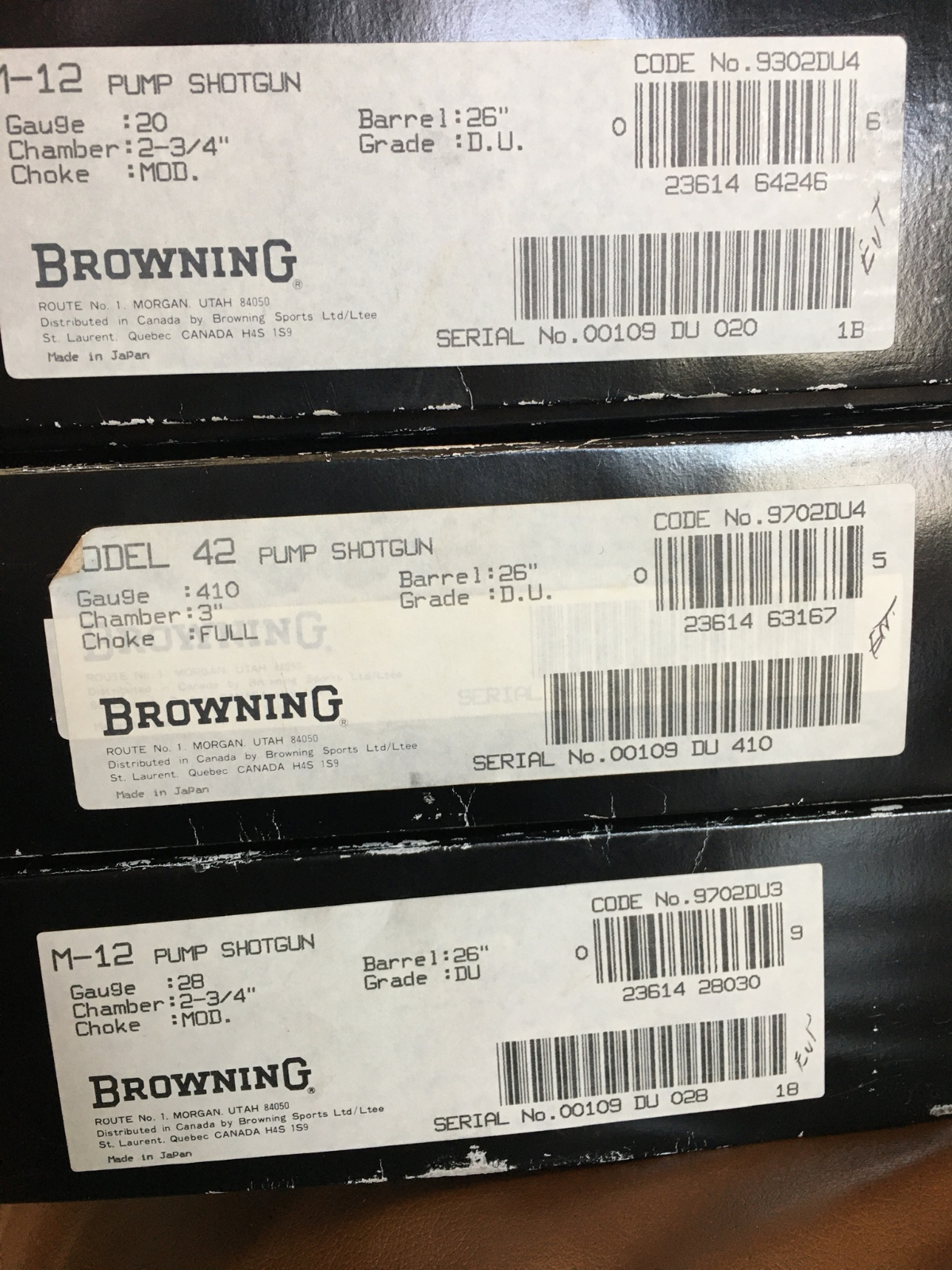 Browning Shotgun 3 Gun Set With The Same Serial Numbers-2 Model 12s And ...