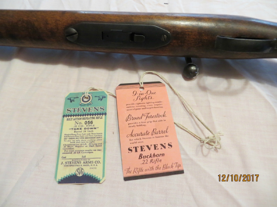 Stevens Model 56 Buckhorn Rifle Bolt Action 5 Shot With Peep C&R .22 Lr ...
