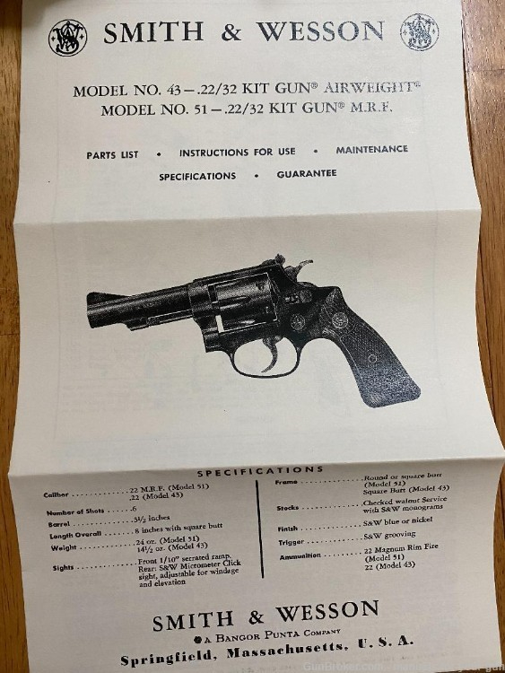 Smith & Wesson Model No. 43 And 51 .22/32 Kit Gun (682) .22 Lr For Sale ...