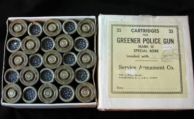 Greener Police Gun Shotgun Shells 2 Piece Box Full For Sale at ...