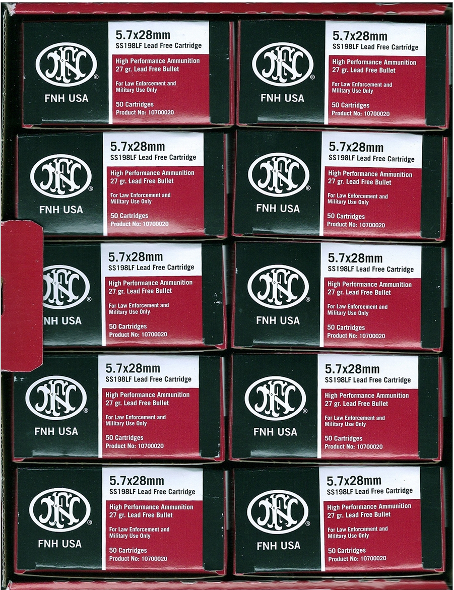 500rds Of 5.7x28 Ss198 Fn Ss198lf Hollow Point 27 Grain Ps90 Not Ss197 ...