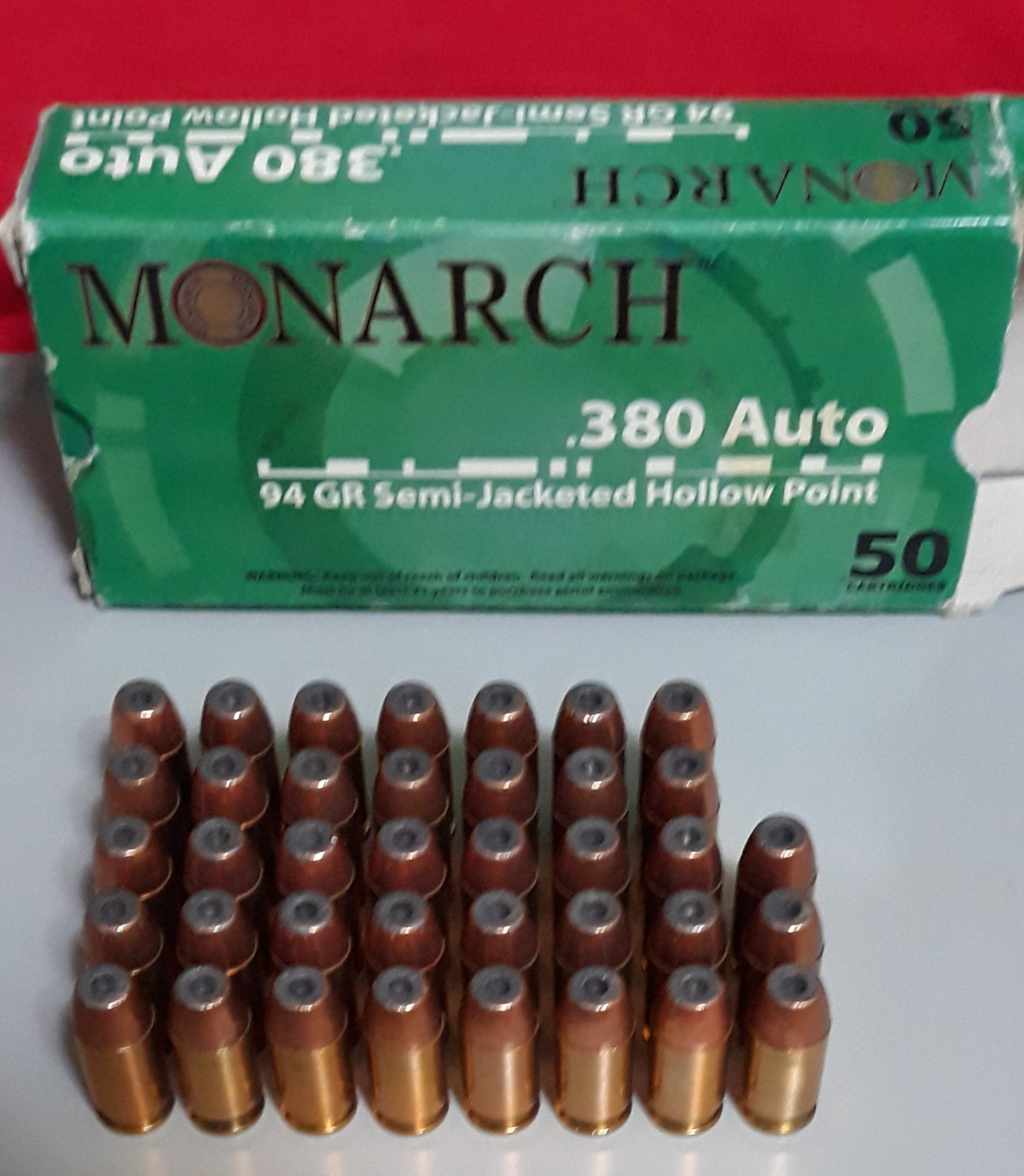 Monarch Partial Box, 38 Rounds Of 380 Auto, .380 Acp, 9mm Short, Hollow ...