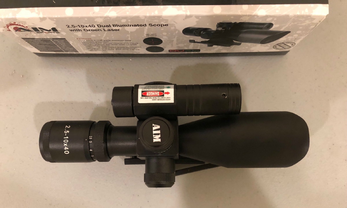 Aim 2.5 10 X 40 Green Dot Laser Scope W/Dual Green & Red Sights Nr New ...