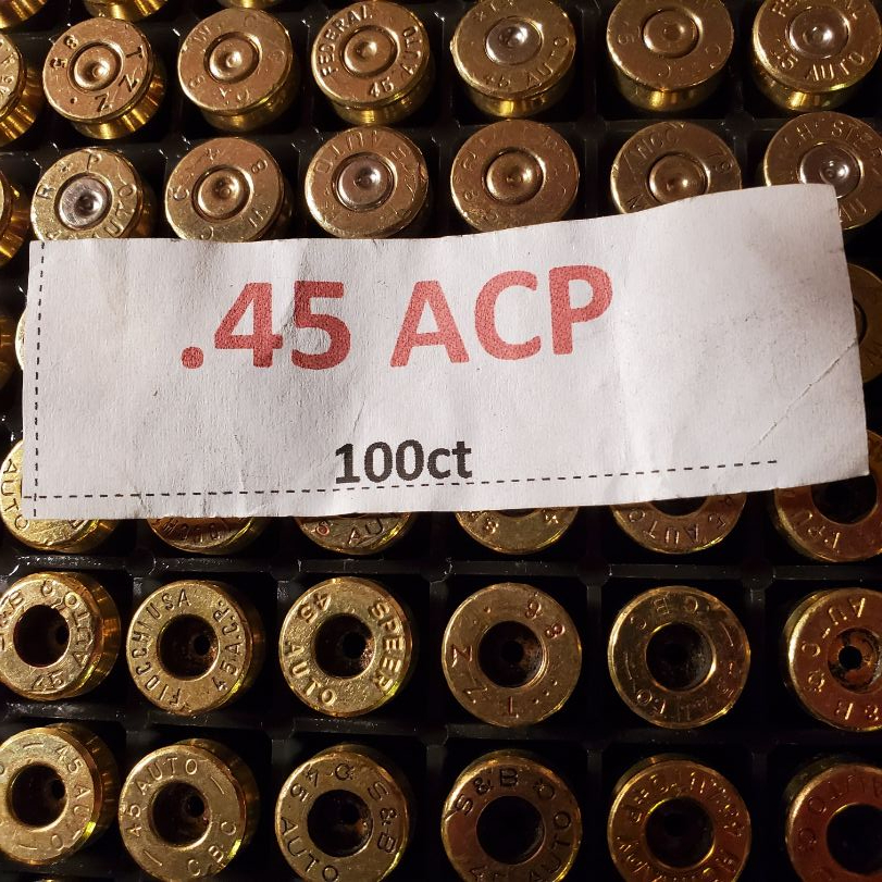 100 Mixed Head Stamped .45 ACP Brass - Once Fired 17112177 - GunAuction.com