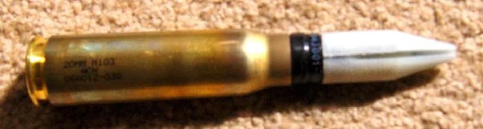 20 Mm Vulcan White/Black Sabot Round For Sale at GunAuction.com - 12633044