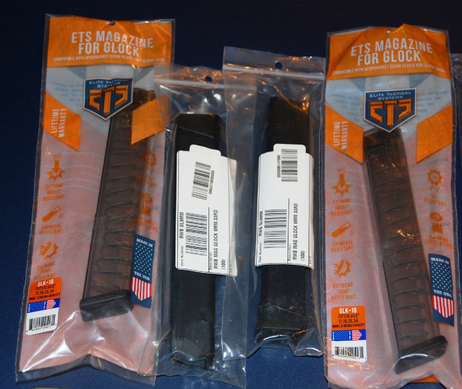 4 Glock Magazines Rwb 33 & Ets 31 Rounds For Sale at GunAuction.com ...